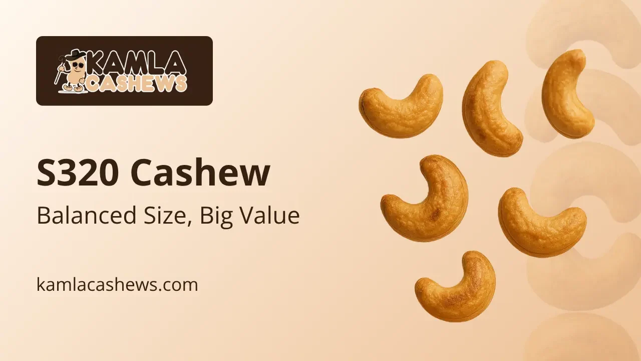 S320 Cashew Kernels in Bulk – Balanced Size, Big Value - Kamla Cashews